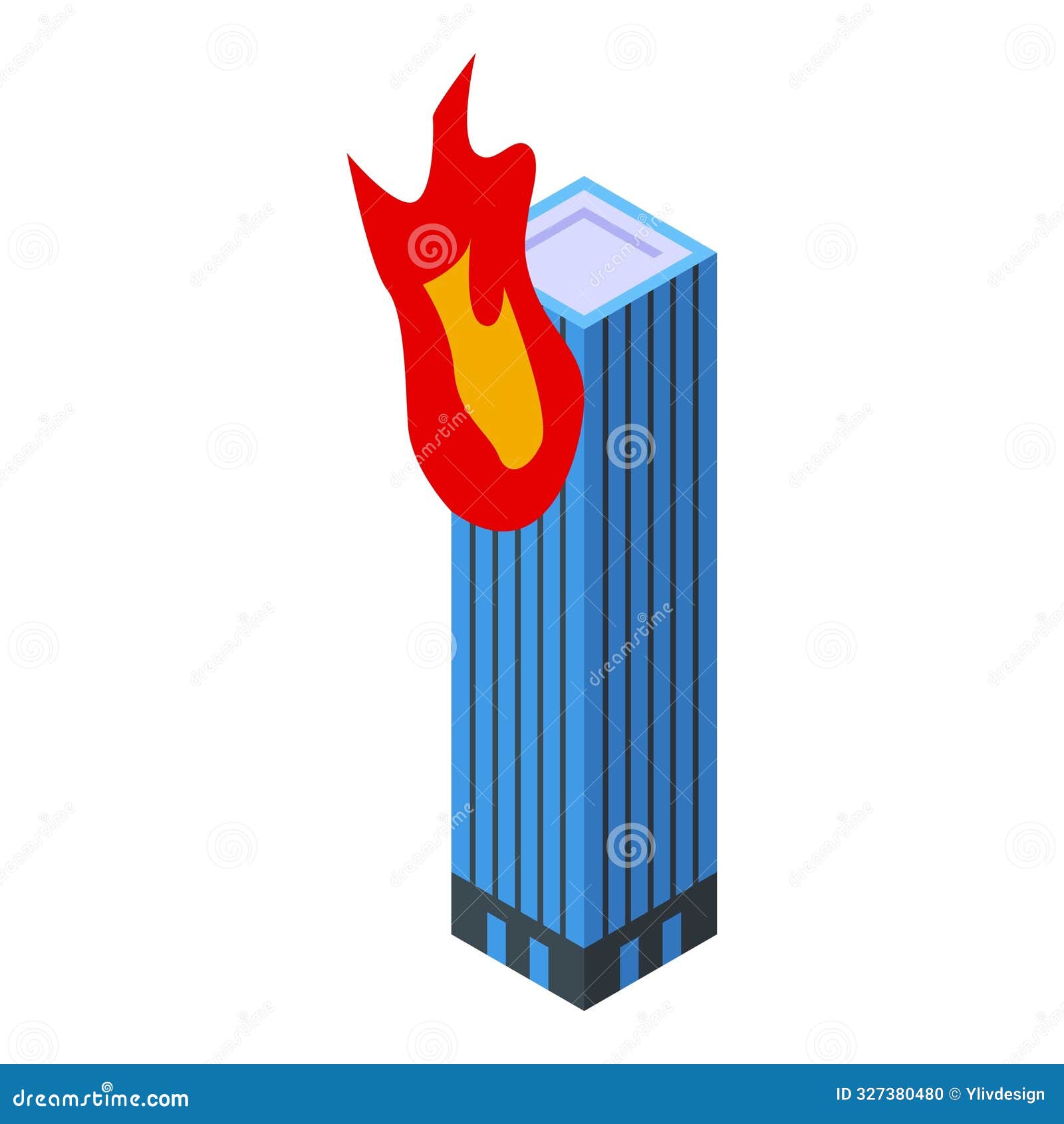 Burning Skyscraper Building Under Fire Disaster Stock Vector ...