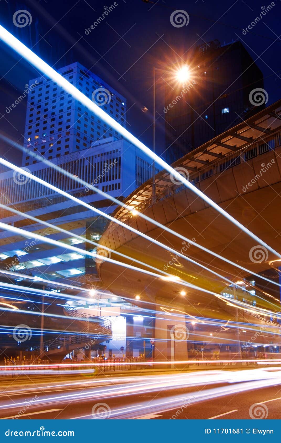Skyscraper with Cars Motion Blurred Light Stock Image - Image of ...