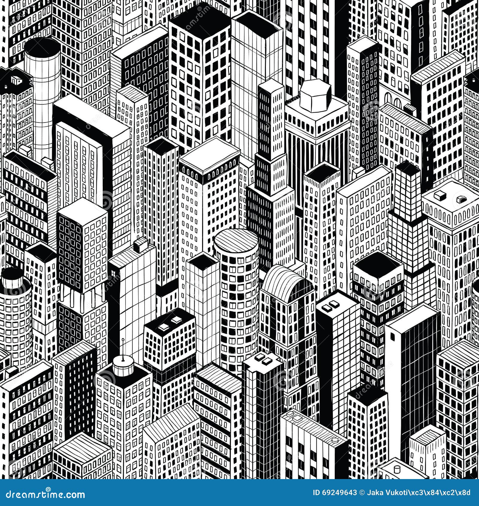 Skyscraper City Seamless Pattern - Medium Stock Vector - Illustration ...