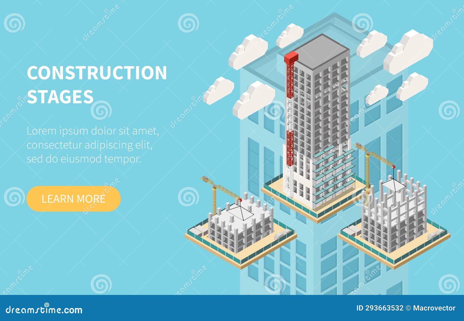 Skyscraper Construction Banner Stock Vector - Illustration of concrete ...
