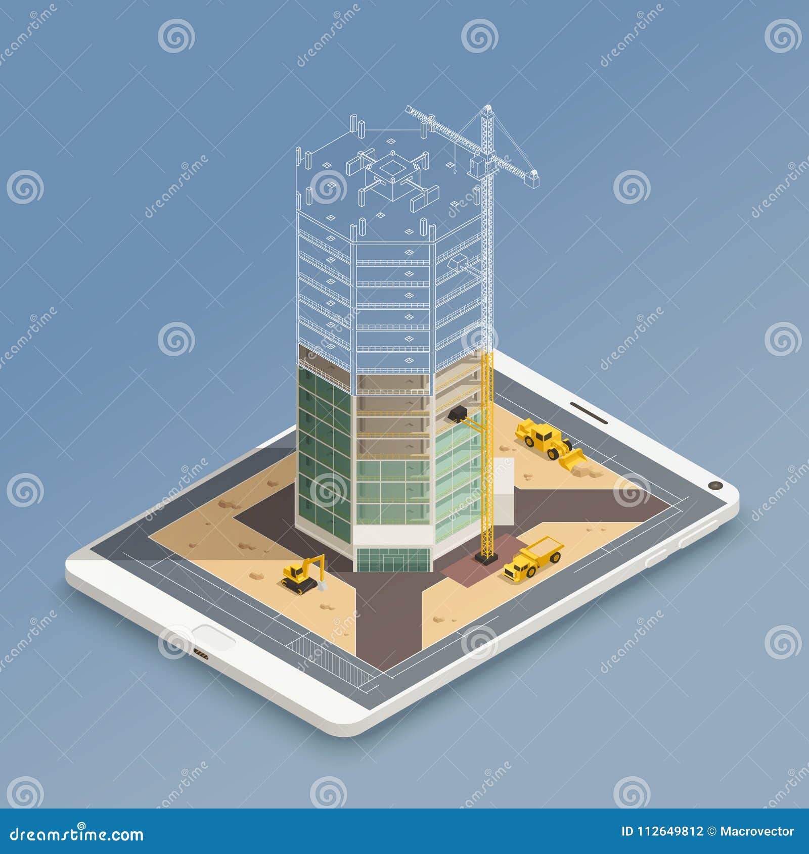Skyscraper Construction Isometric Composition Stock Vector ...