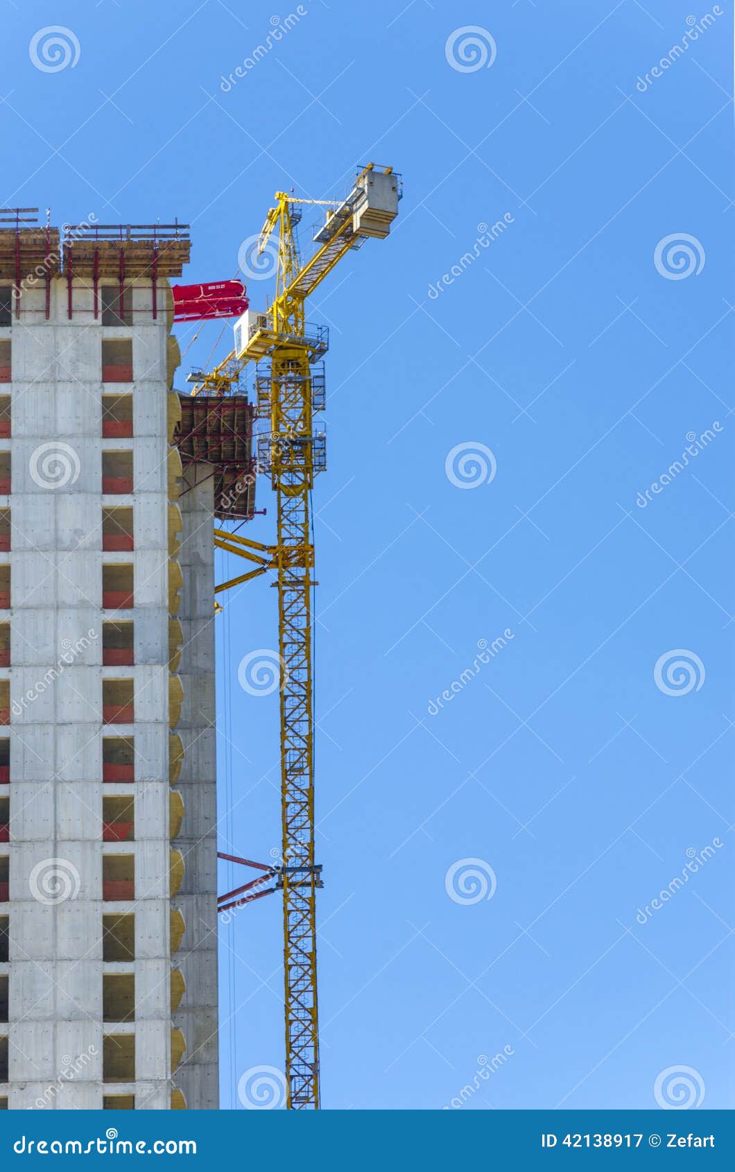 Skyscraper Construction Site Crane Lifting Stock Image - Image of ...
