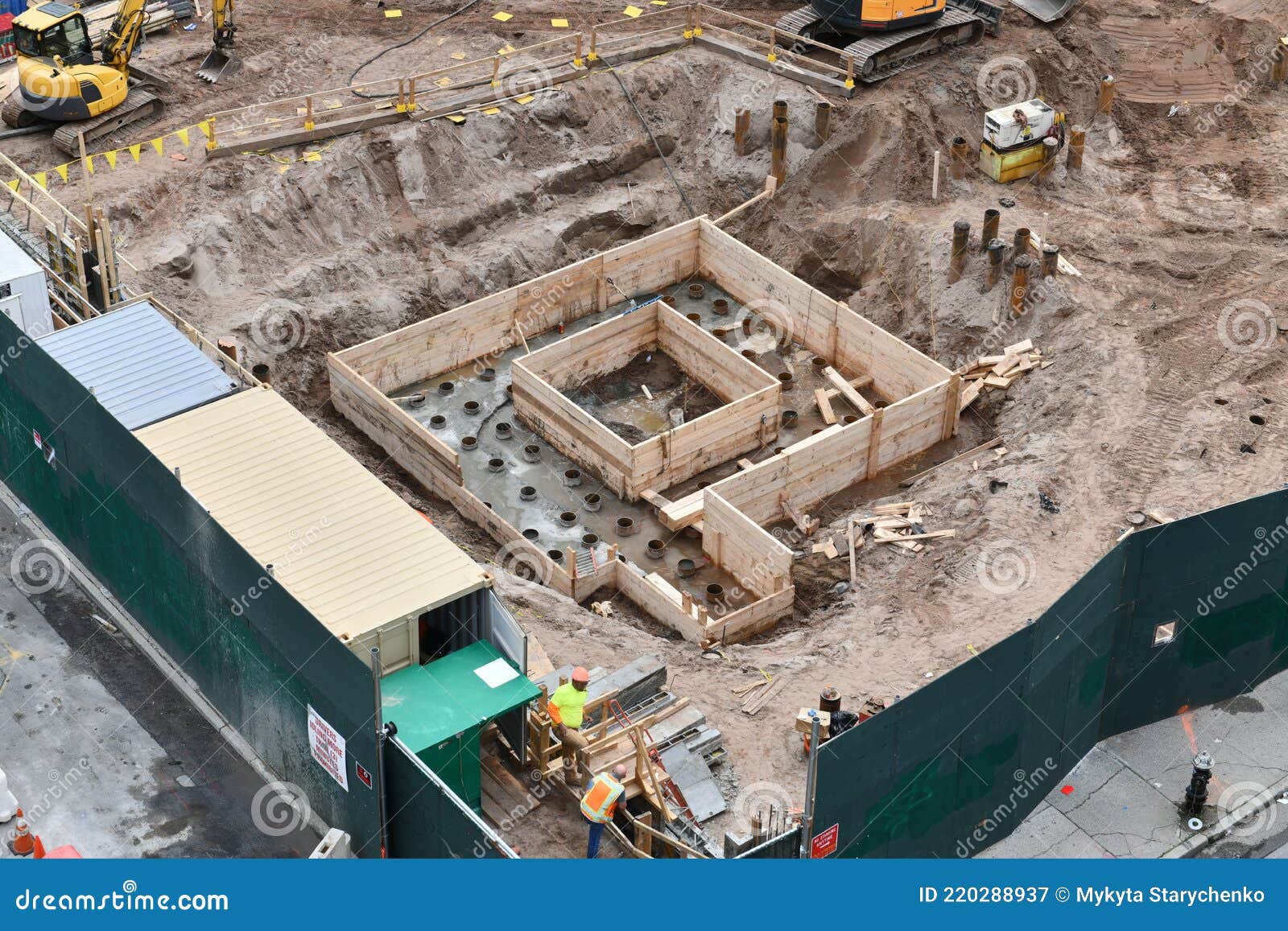 Skyscraper Construction Site with Foundation Pit. Stock Image - Image ...