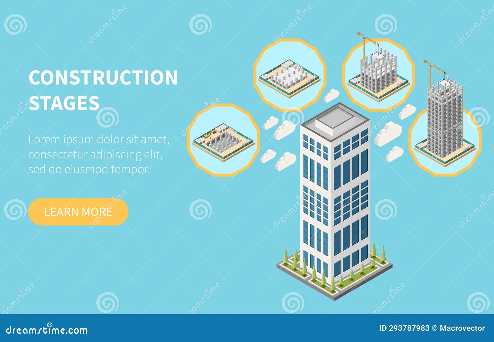 Skyscraper Construction Stages Banner Stock Vector - Illustration of ...