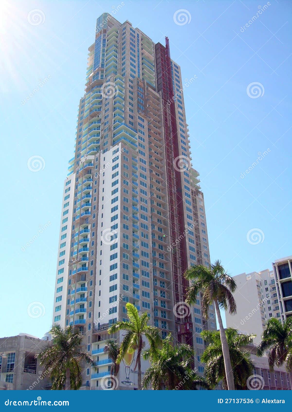 Skyscraper in Downtown in Miami Stock Photo - Image of apartment, blue ...