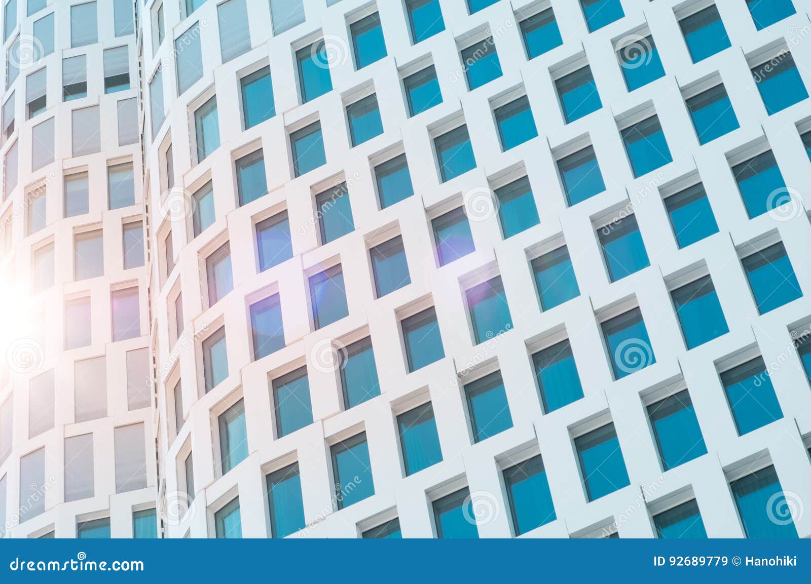 Skyscraper Facade with Sunlight Lens Flare - Building Exterior Stock ...