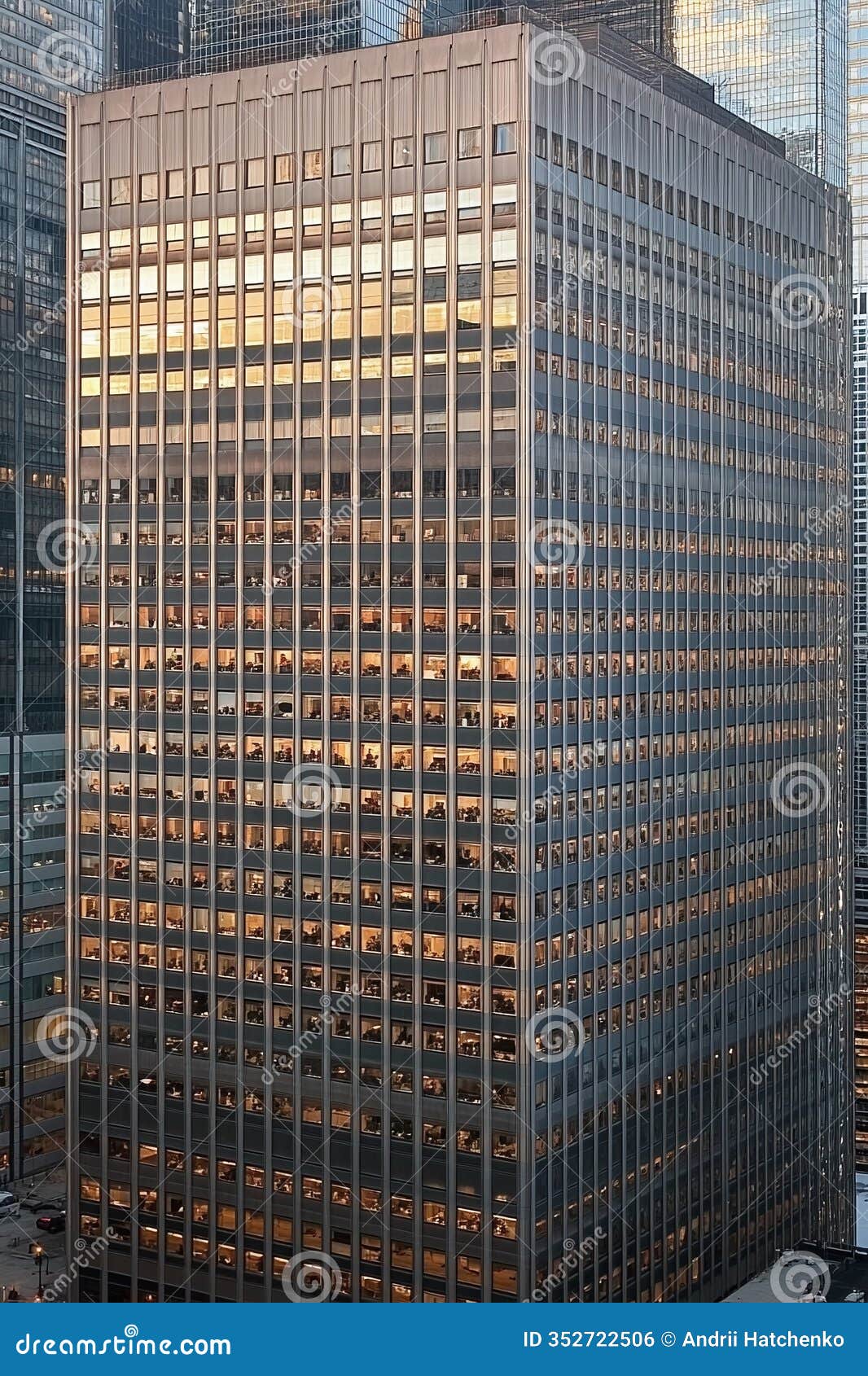A Skyscraper Filled With Offices Of Multinational Corporations. Stock ...