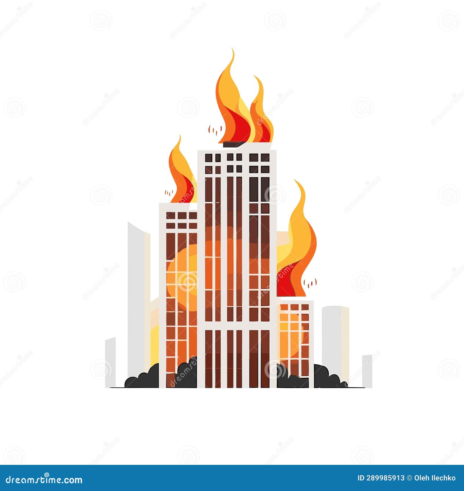 Skyscraper on Fire Vector Flat Minimalistic Isolated Illustration Stock ...