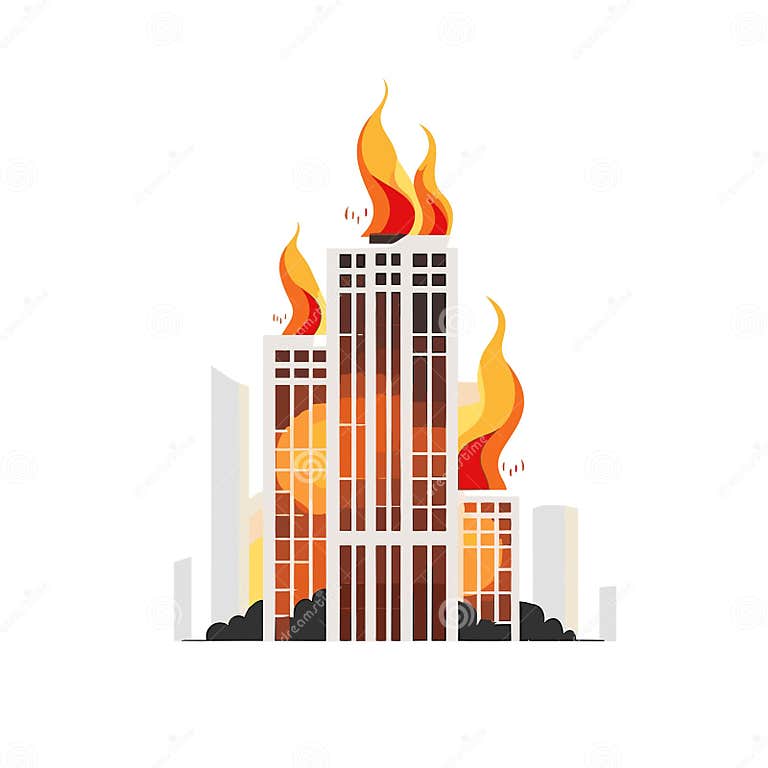 Skyscraper on Fire Vector Flat Minimalistic Isolated Illustration Stock ...