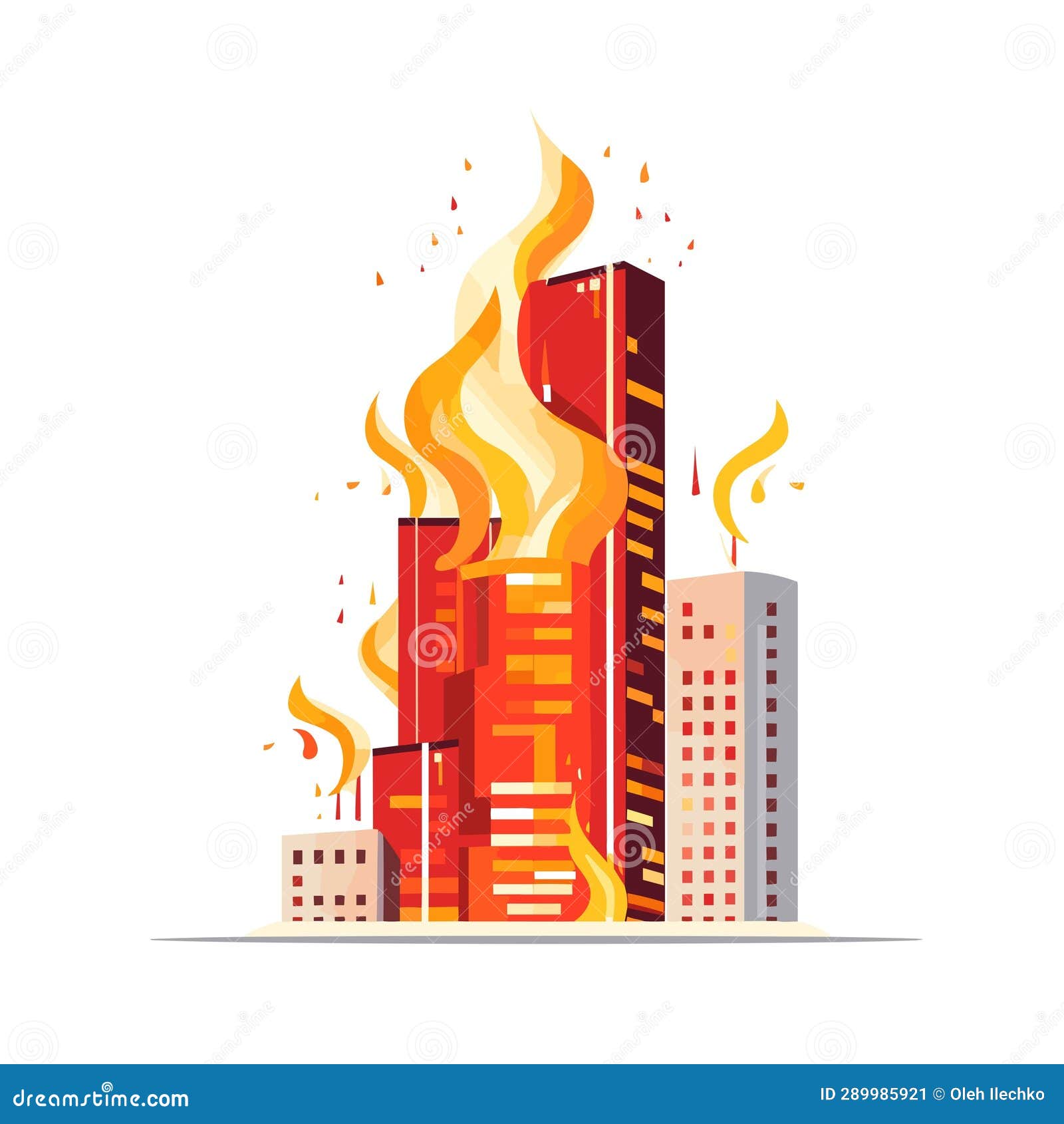 Skyscraper on Fire Vector Flat Minimalistic Isolated Illustration Stock ...