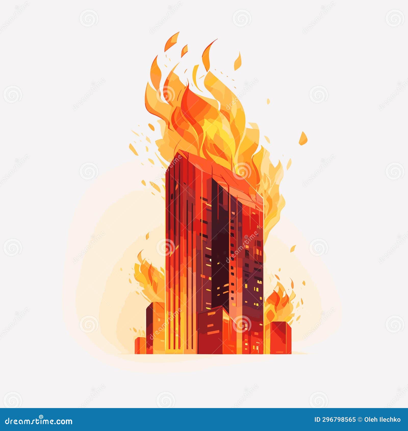 Skyscraper on Fire Vector Flat Minimalistic Isolated Illustration Stock ...