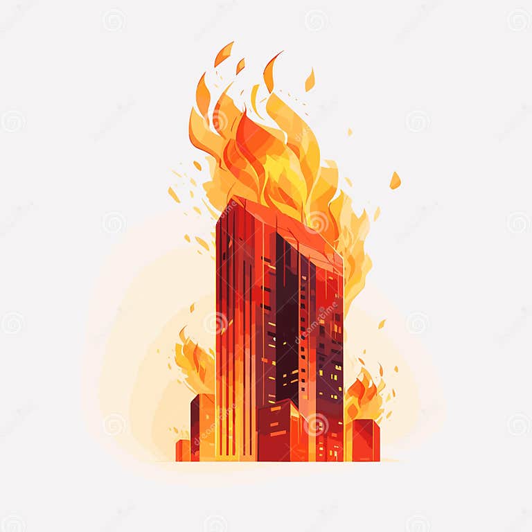Skyscraper on Fire Vector Flat Minimalistic Isolated Illustration Stock ...