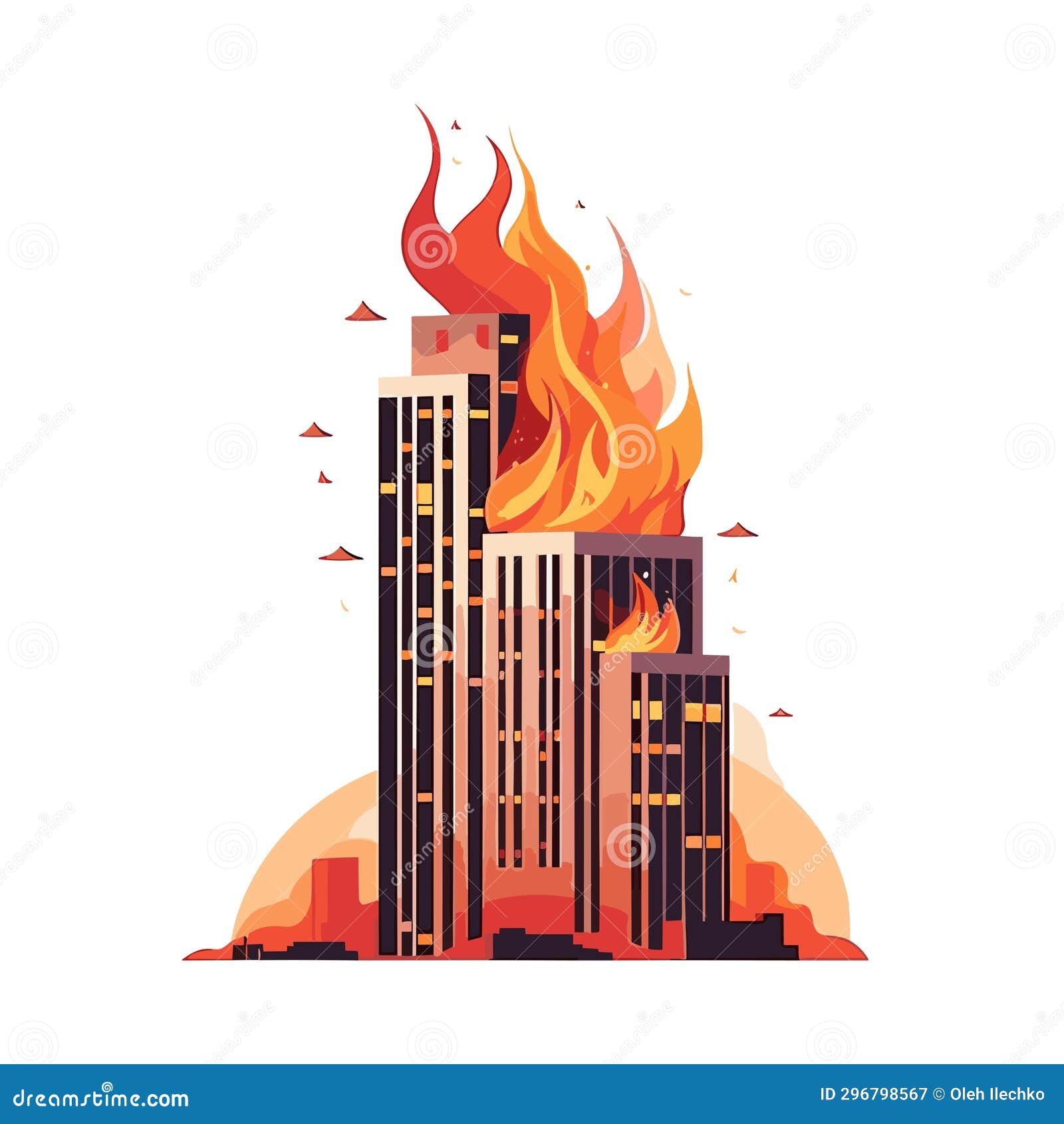 Skyscraper on Fire Vector Flat Minimalistic Isolated Illustration Stock ...