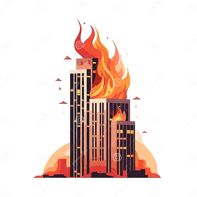 Skyscraper on Fire Vector Flat Minimalistic Isolated Illustration Stock ...