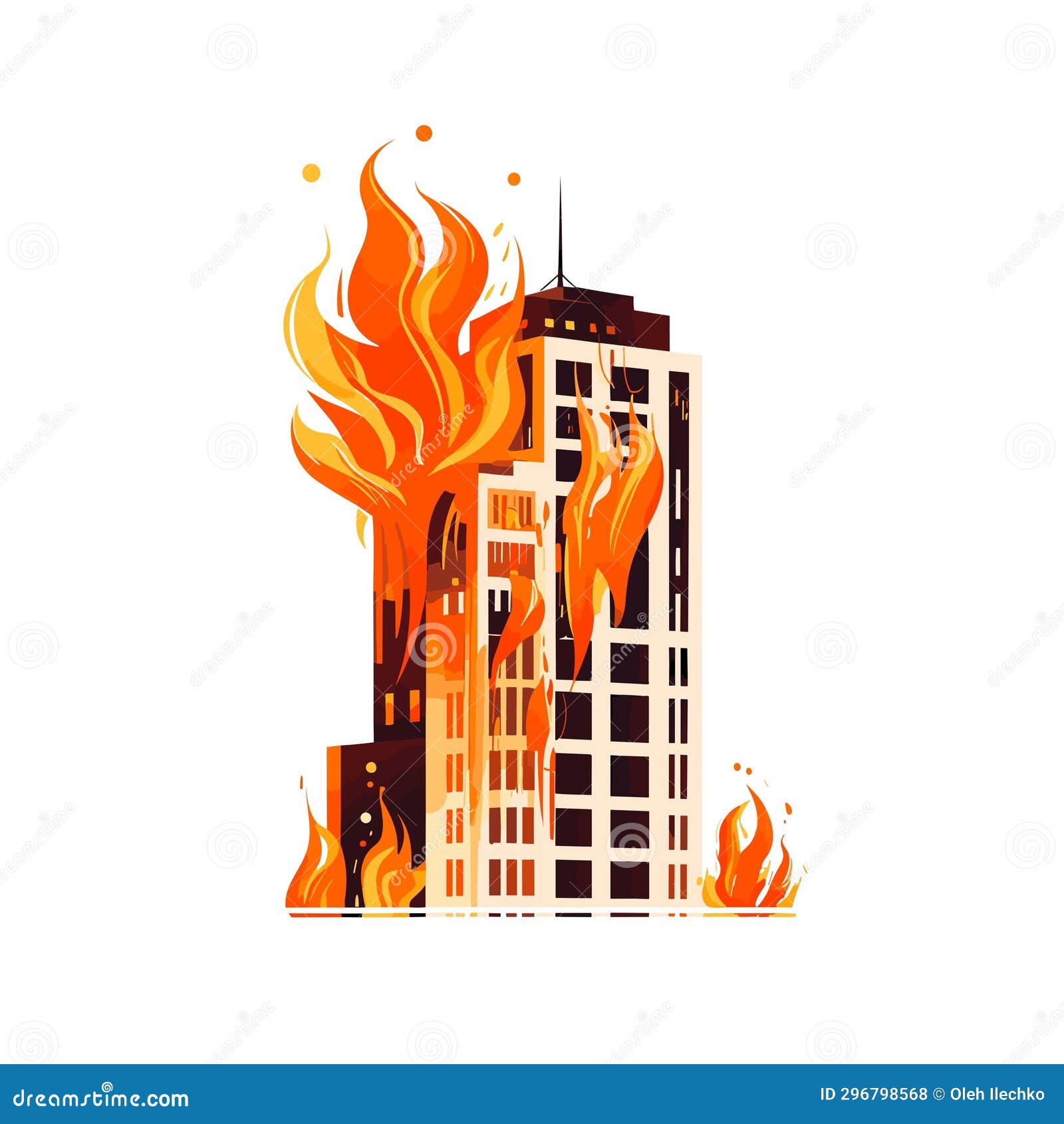 Skyscraper on Fire Vector Flat Minimalistic Isolated Illustration Stock ...