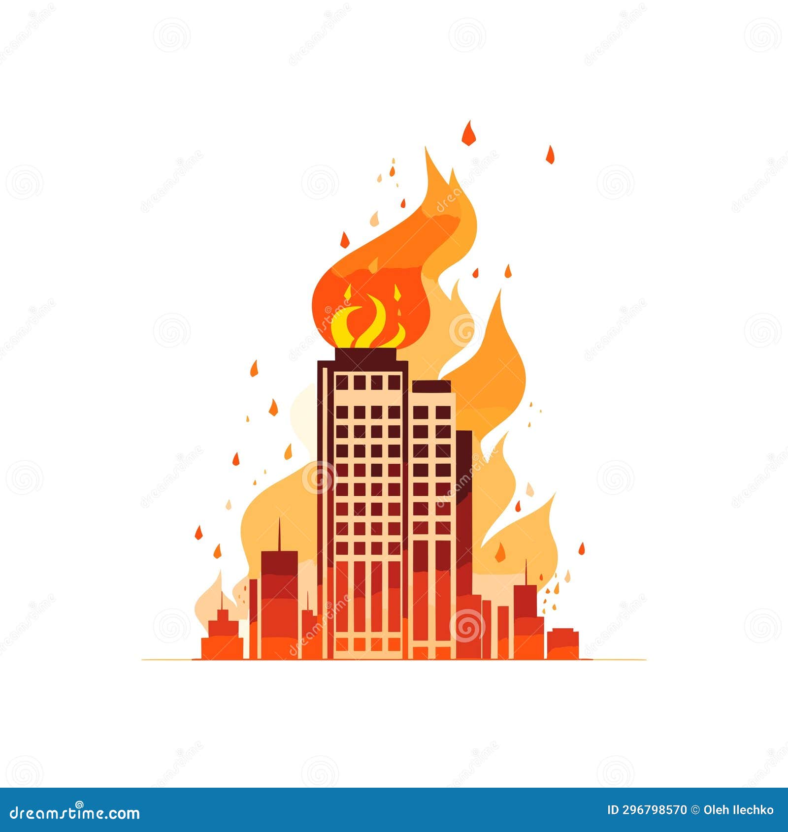 Skyscraper on Fire Vector Flat Minimalistic Isolated Illustration Stock ...