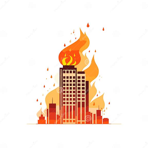 Skyscraper on Fire Vector Flat Minimalistic Isolated Illustration Stock ...