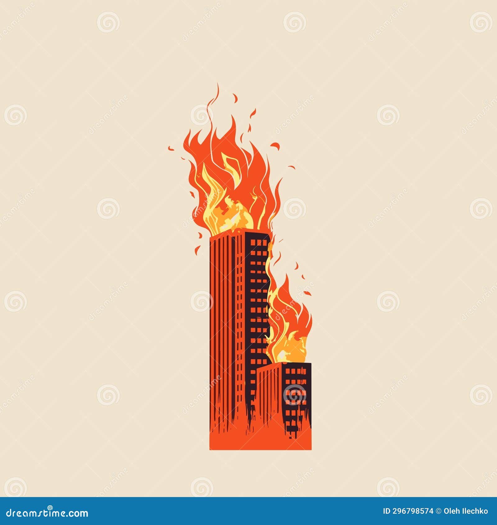 Skyscraper on Fire Vector Flat Minimalistic Isolated Illustration Stock ...