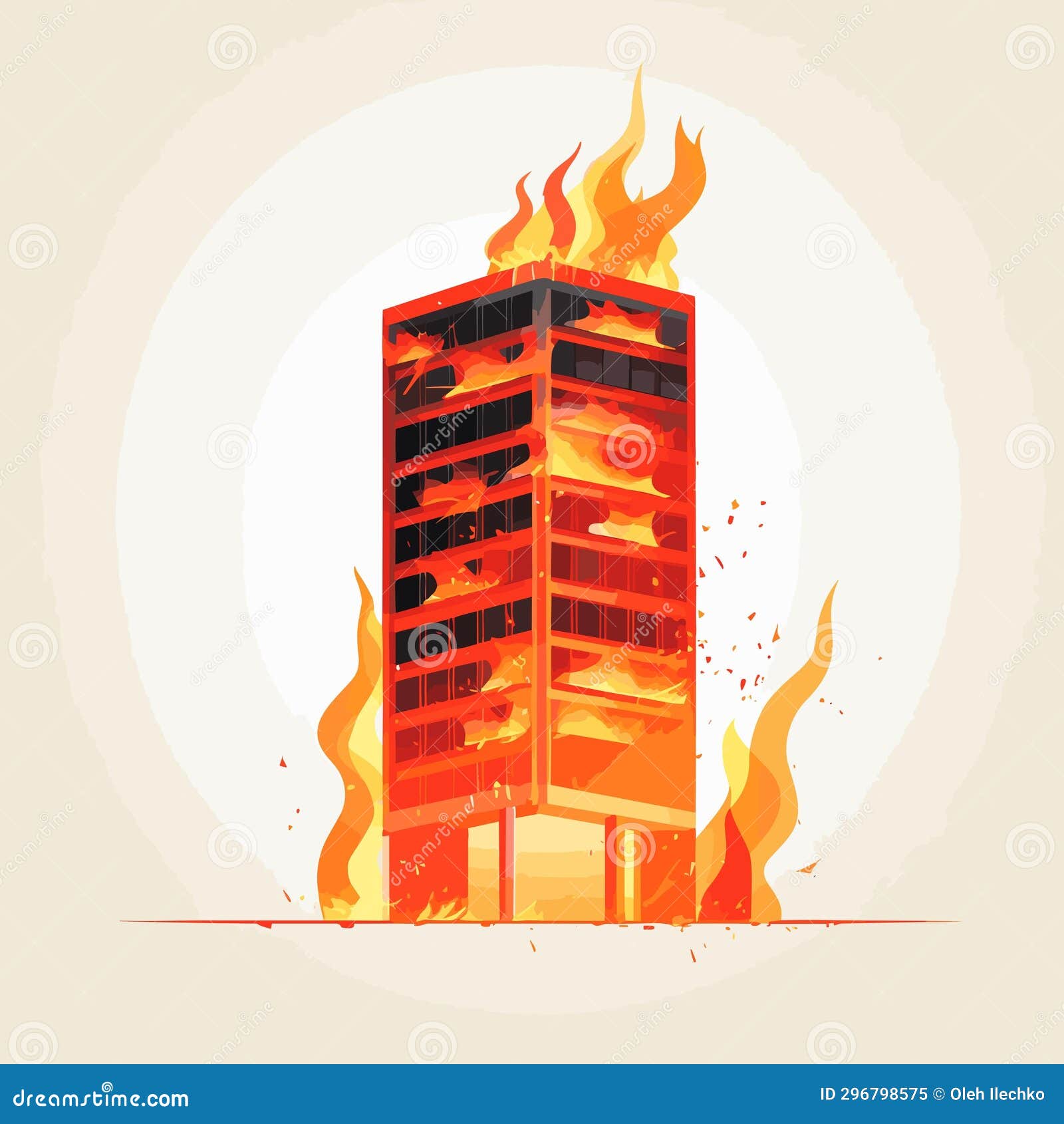 Skyscraper on Fire Vector Flat Minimalistic Isolated Illustration Stock ...