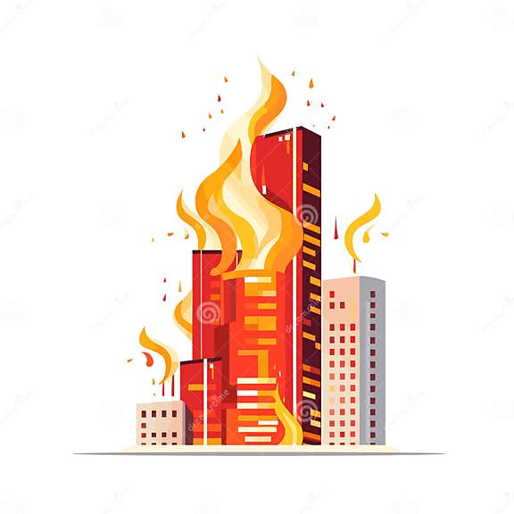 Skyscraper on Fire Vector Flat Minimalistic Isolated Illustration Stock ...