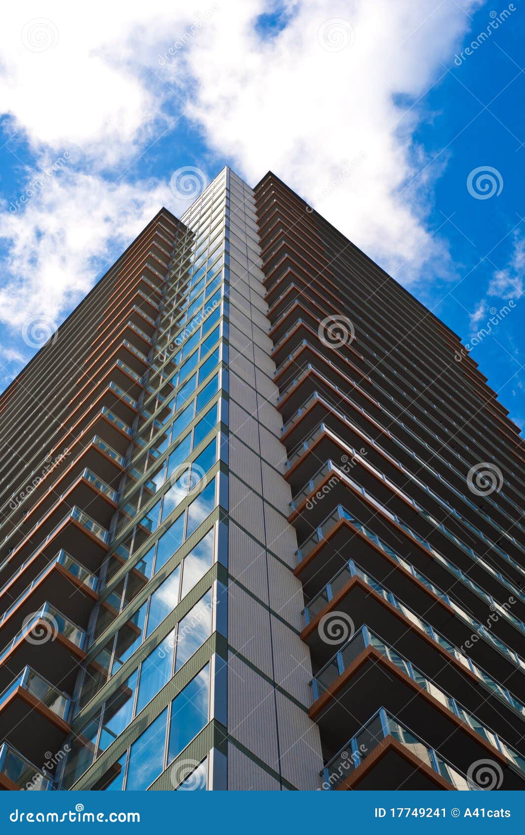 Skyscraper Front View with Blue Sky Stock Image - Image of office ...