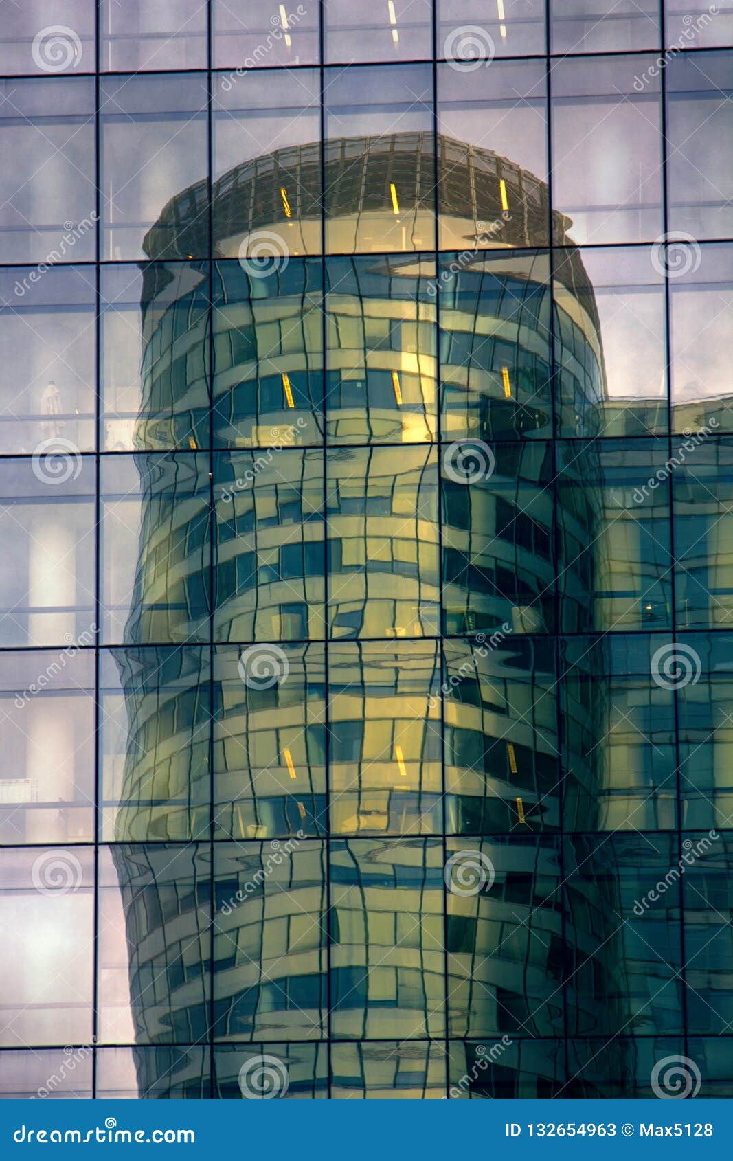 Skyscraper of Glass and Metal is Reflected in the Mirror Wall of ...