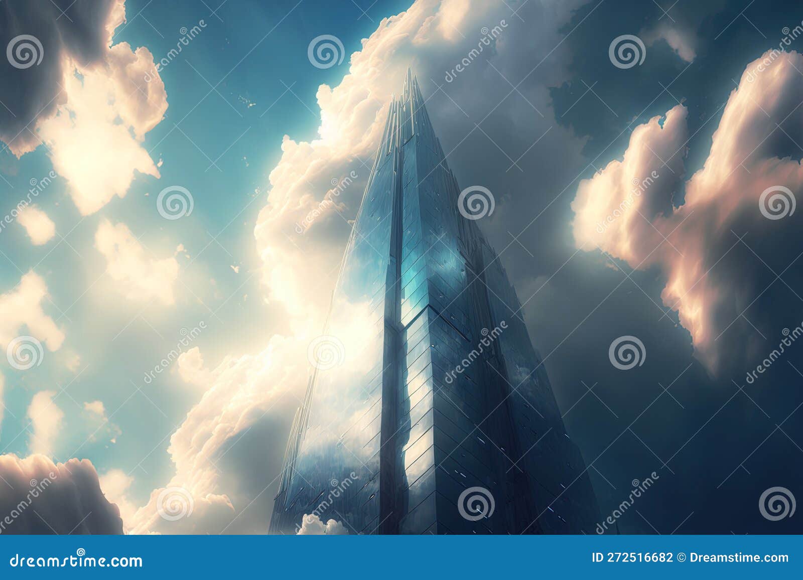 Skyscraper in High Resolution with Clouds Stock Illustration ...