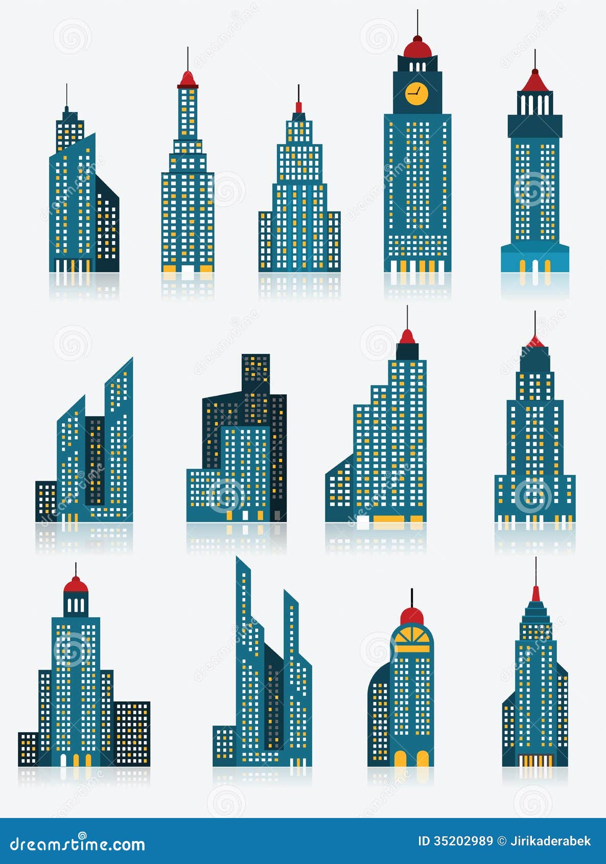 Skyscraper icons (blue) stock illustration. Illustration of building ...