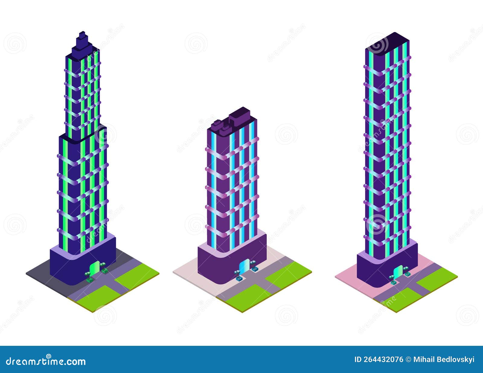 Isometric Skyscraper Set on a White Background Stock Vector ...