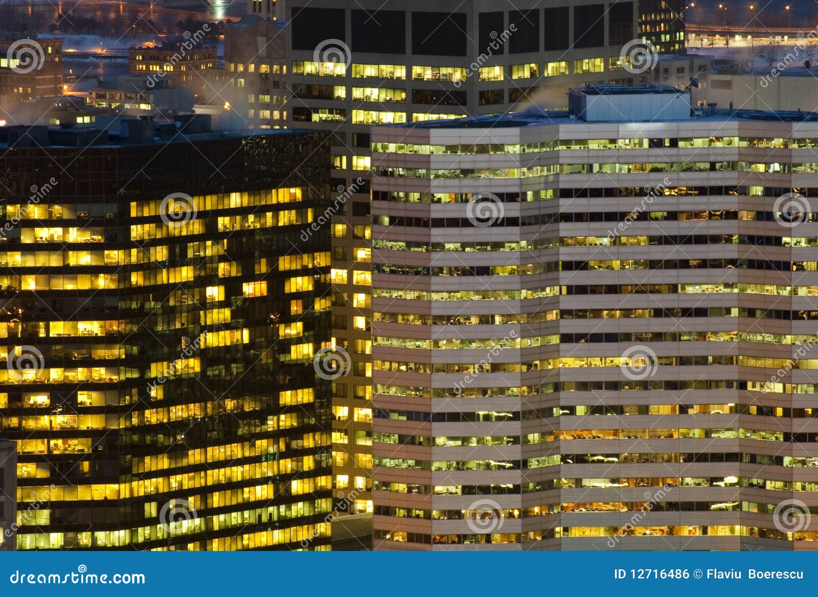 Skyscraper Light Detail at Dusk in American City Stock Photo - Image of ...