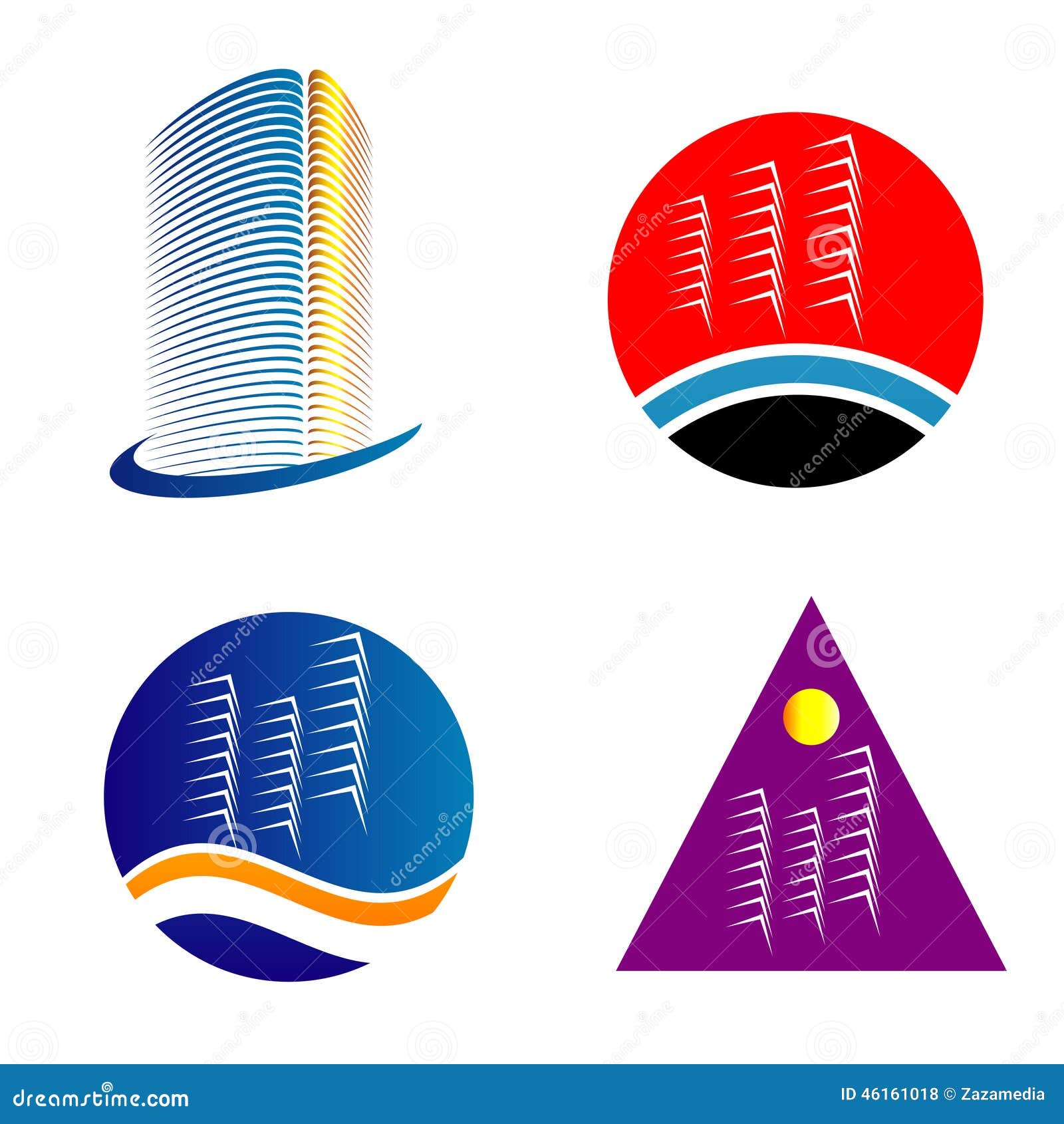 Skyscraper Logo Template Set Stock Vector - Illustration of hotel ...