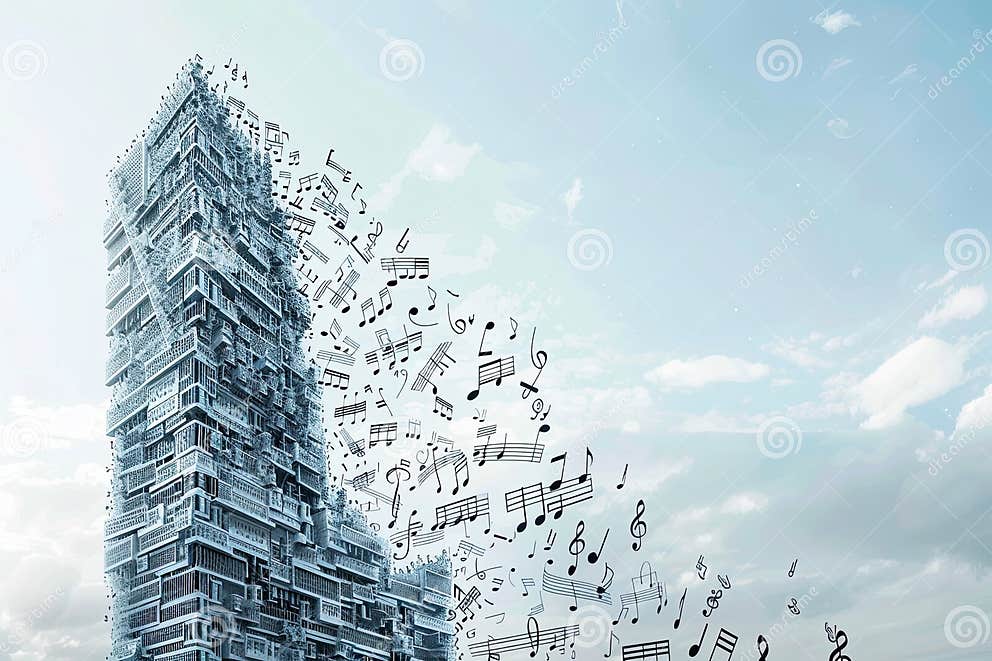 A Skyscraper Made Out of Musical Notes Generative AI Stock Illustration ...