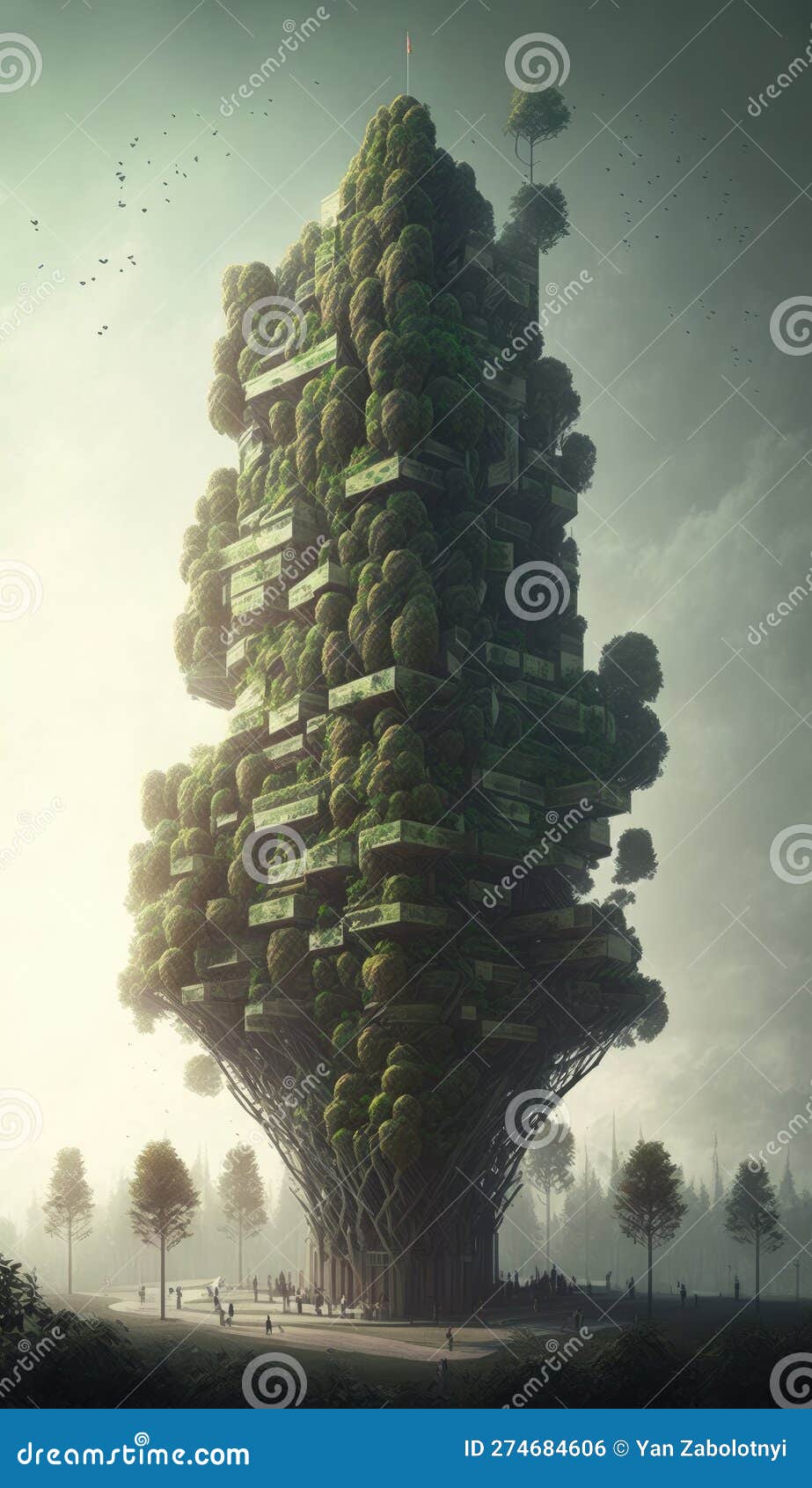 Skyscraper Made of Trees. Generative AI Stock Illustration ...