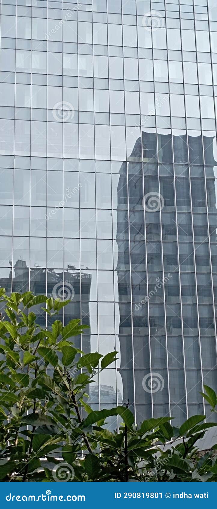 Skyscraper in the Mirror Image of the Glass Building Stock Image ...