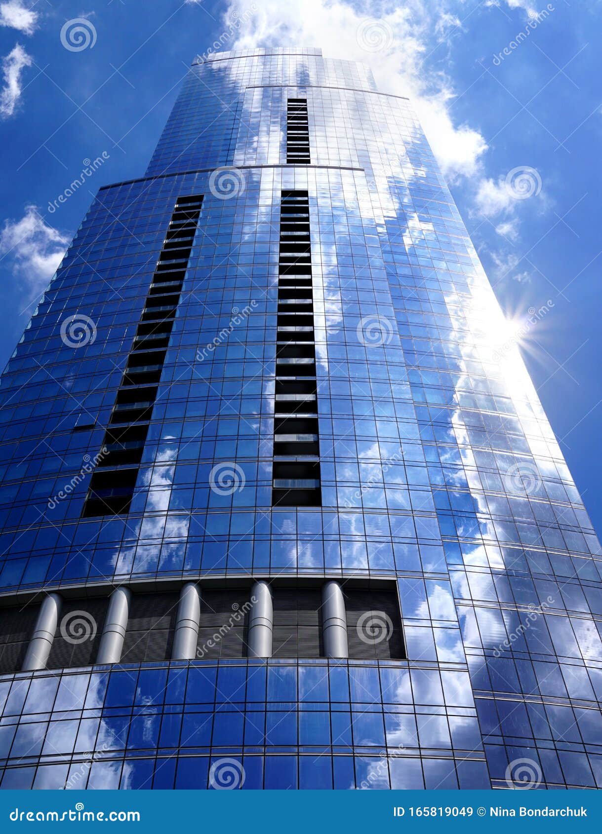 Skyscraper with Mirrored Windows Close-up Stock Image - Image of facade ...