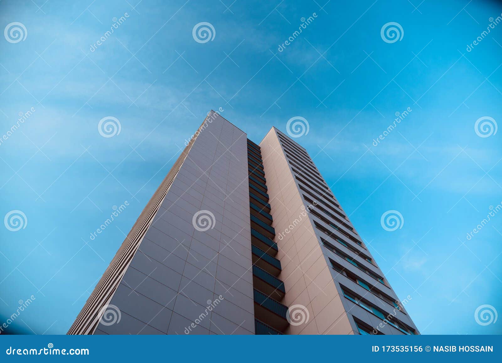 A Skyscraper Modern Architectural Building with Sky Background Stock ...