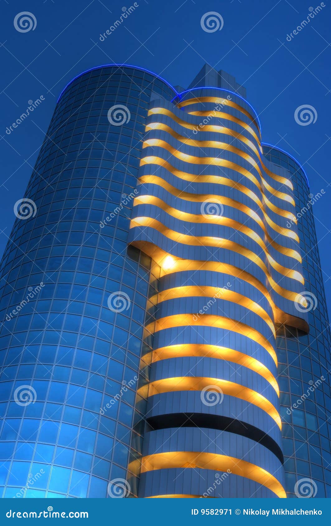 Skyscraper in the night stock image. Image of square, lights - 9582971