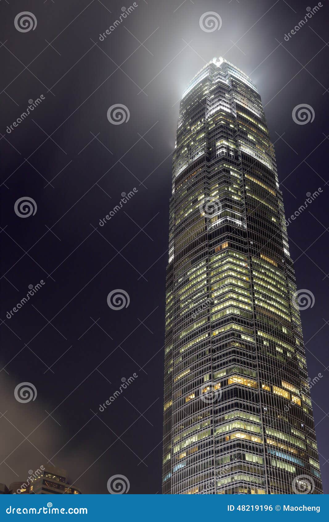 Skyscraper at night stock photo. Image of light, evening - 48219196