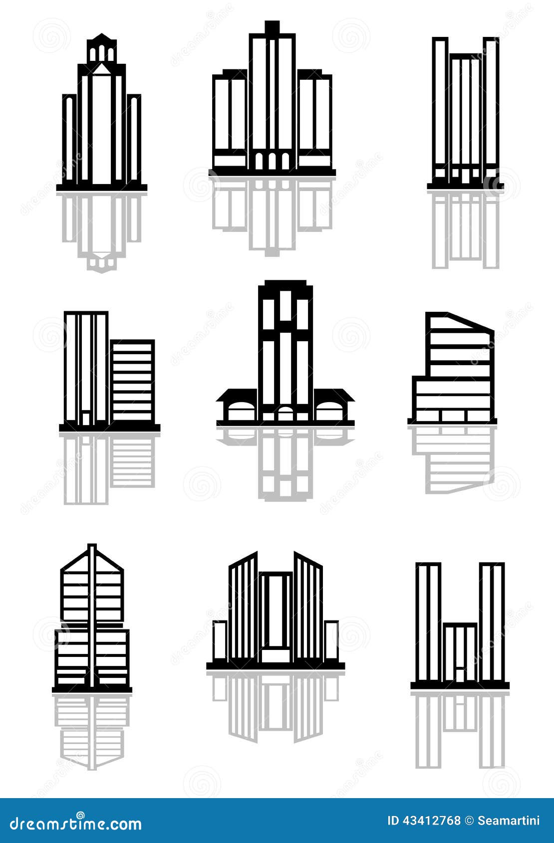 Skyscraper and Office Building Icons Stock Vector - Illustration of ...