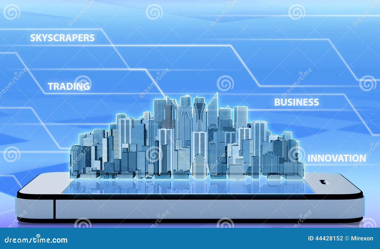 Skyscraper Office Building on the Phone Stock Illustration ...