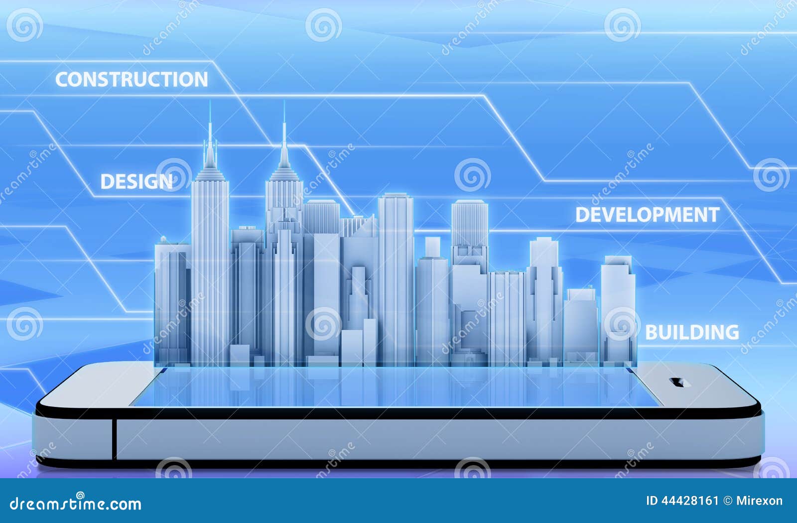 Skyscraper Office Building on the Phone Stock Illustration ...