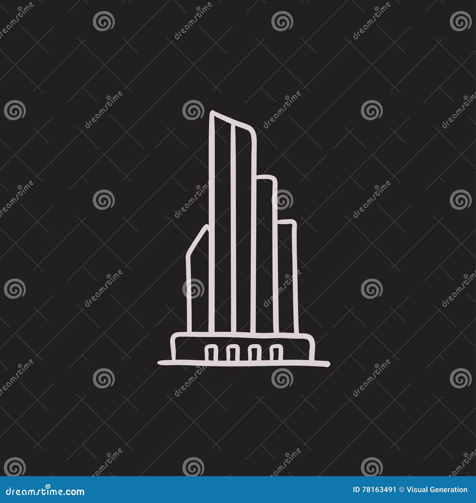 Skyscraper Office Building Sketch Icon. Stock Vector - Illustration of ...
