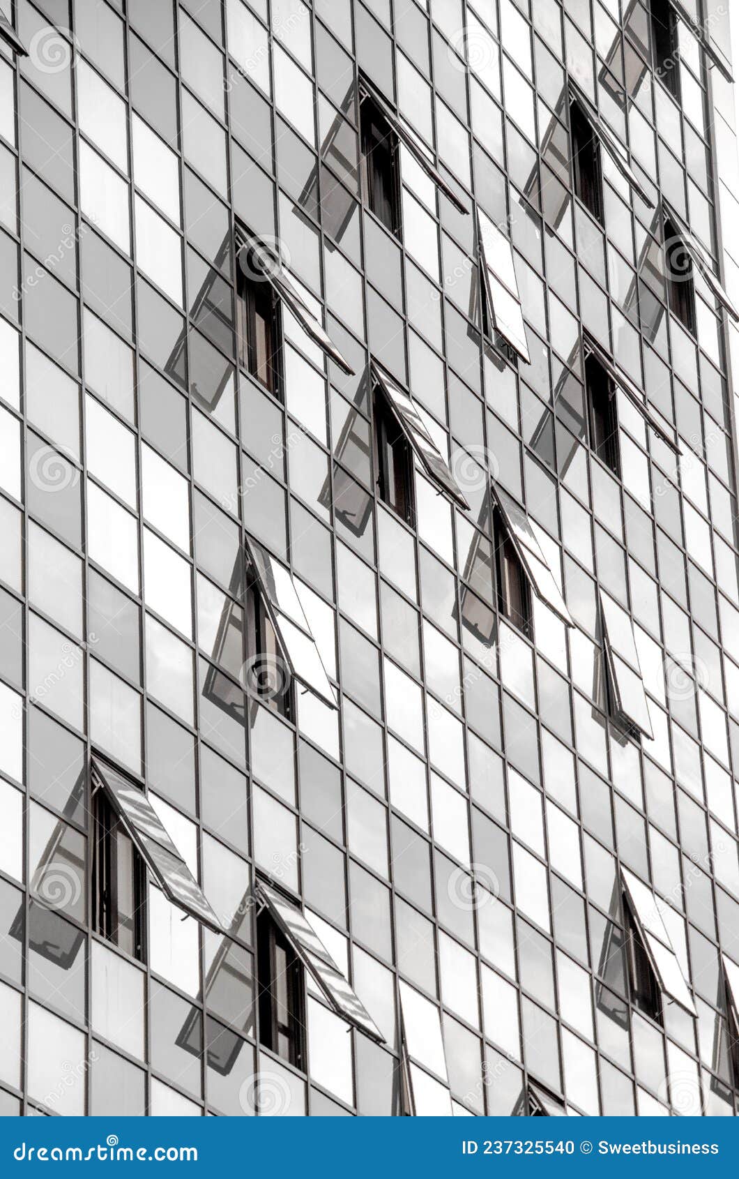 Skyscraper with Open Windows Stock Photo - Image of organization ...