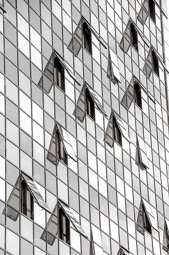 Skyscraper with Open Windows Stock Photo - Image of organization ...