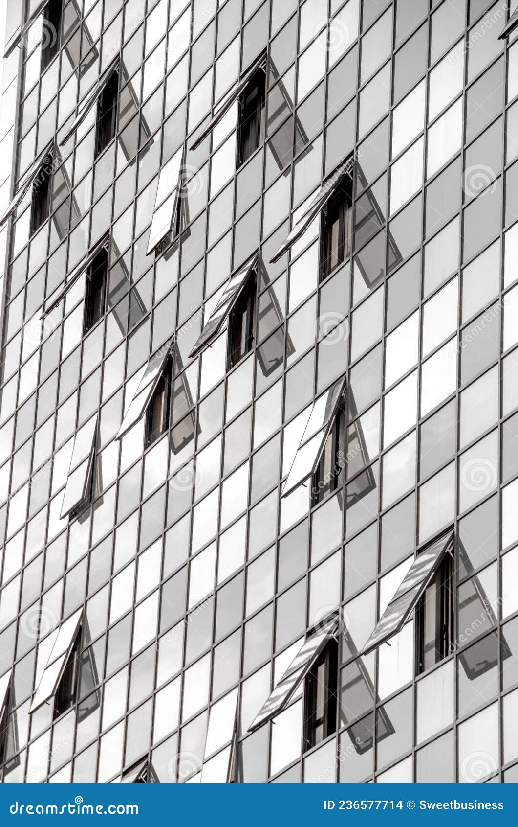 Skyscraper with Open Windows Stock Photo - Image of organization ...