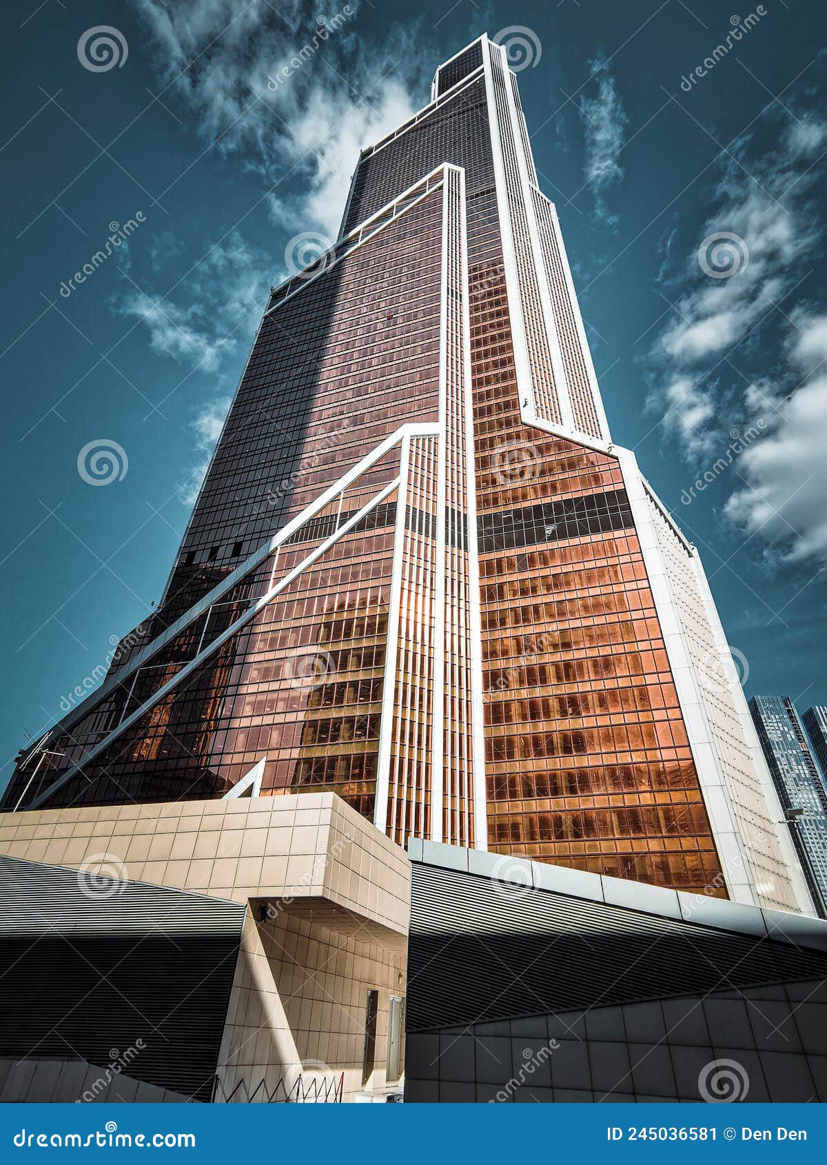 Skyscraper with Orange Glazing Stock Image - Image of building, city ...