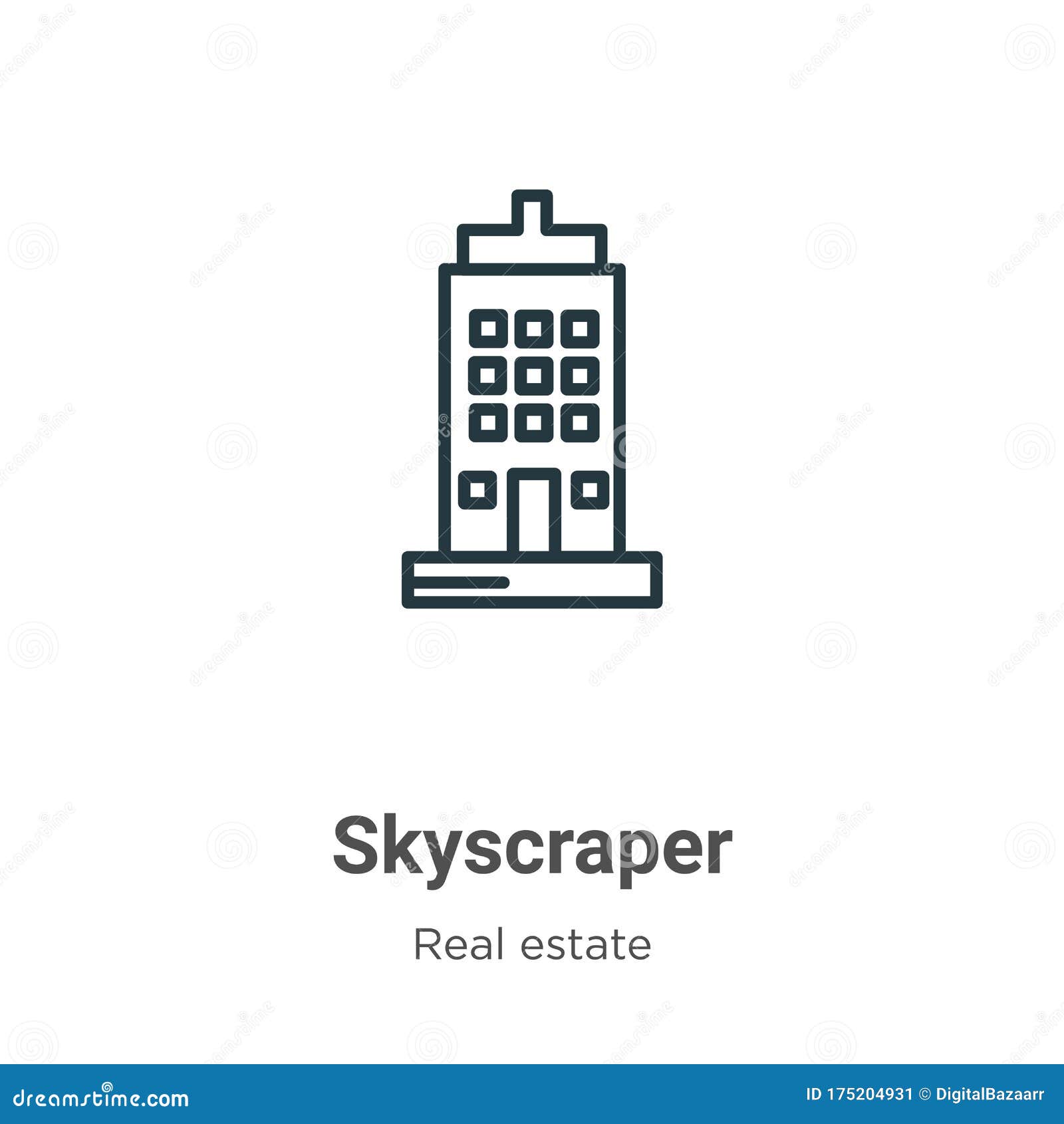 Skyscraper Outline Vector Icon. Thin Line Black Skyscraper Icon, Flat ...