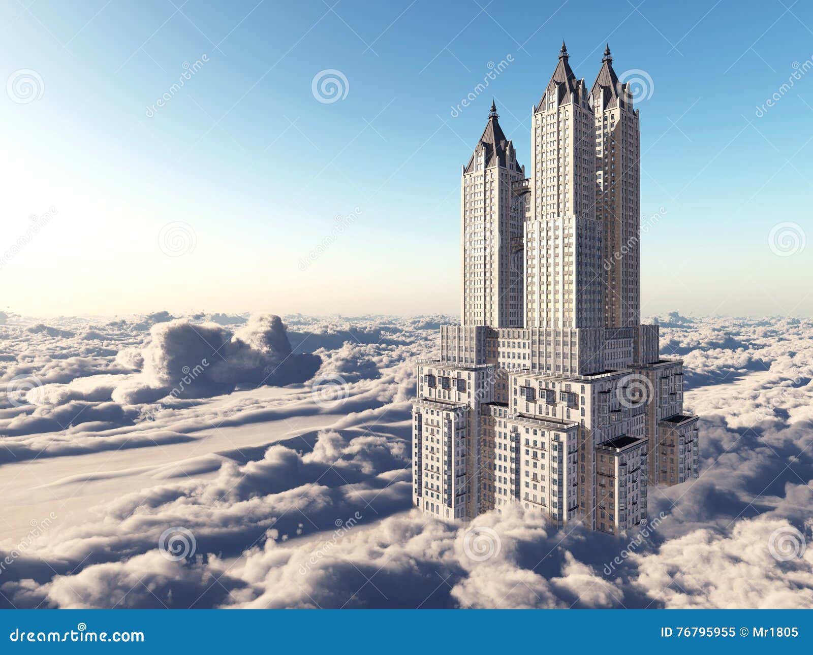 Skyscraper over the clouds stock illustration. Illustration of view ...