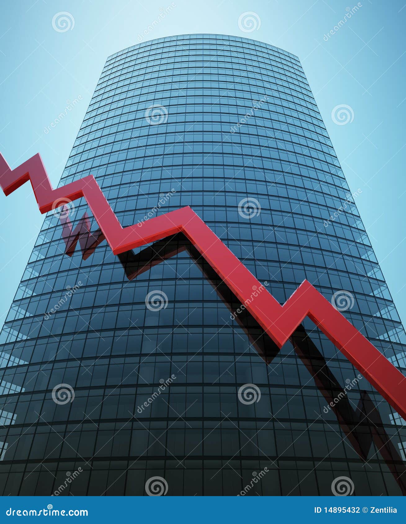 Skyscraper with red graph stock illustration. Illustration of downtown ...