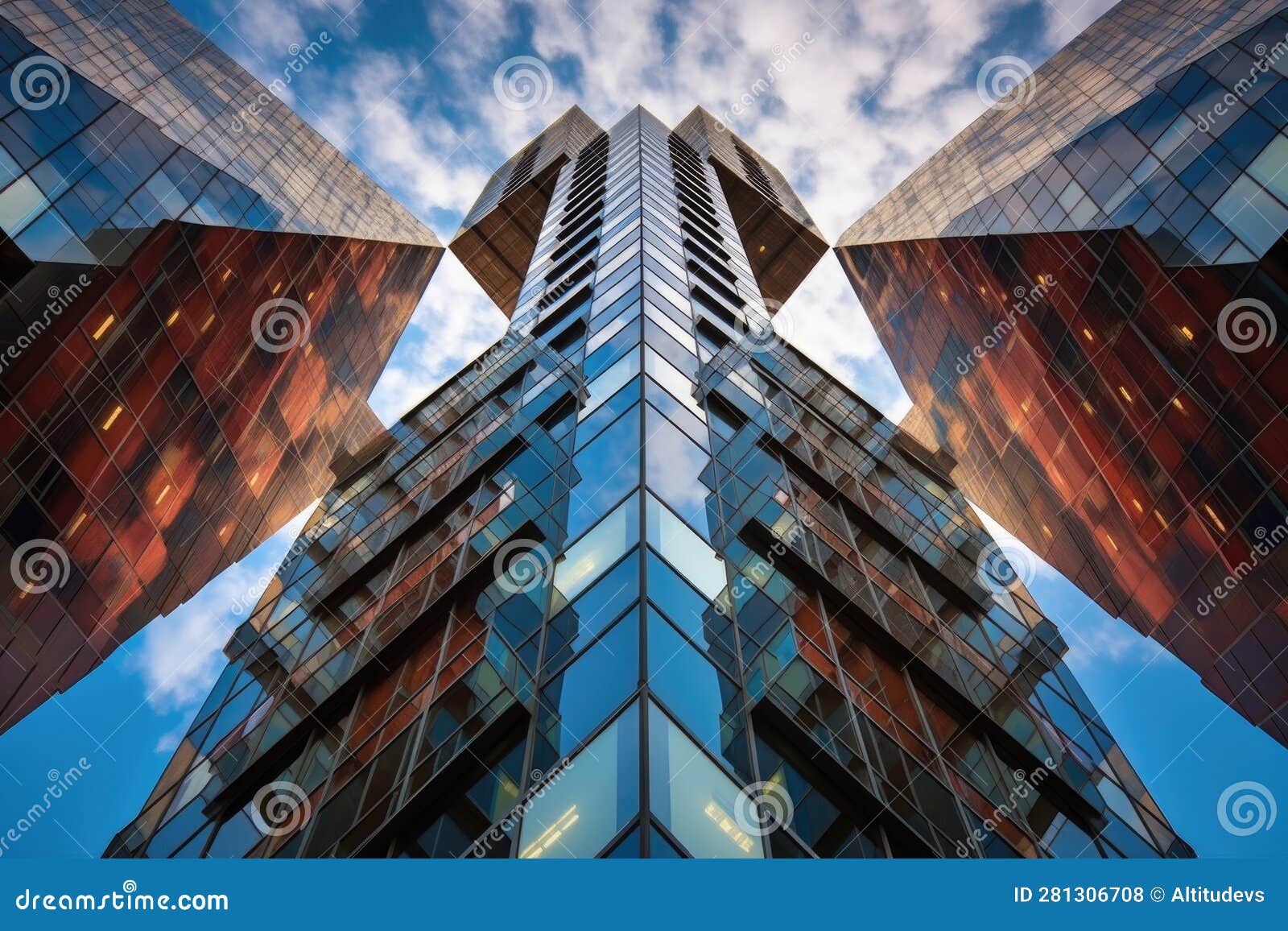 Skyscraper Reflection Creating Geometric Patterns Stock Illustration ...